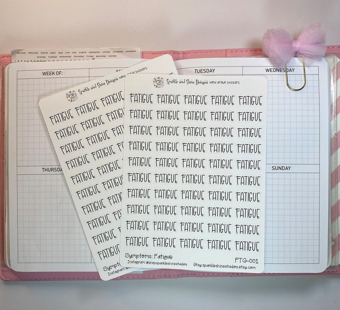 Symptoms - Fatigue Tracker Planner Stickers (health and Wellness, Habit ...