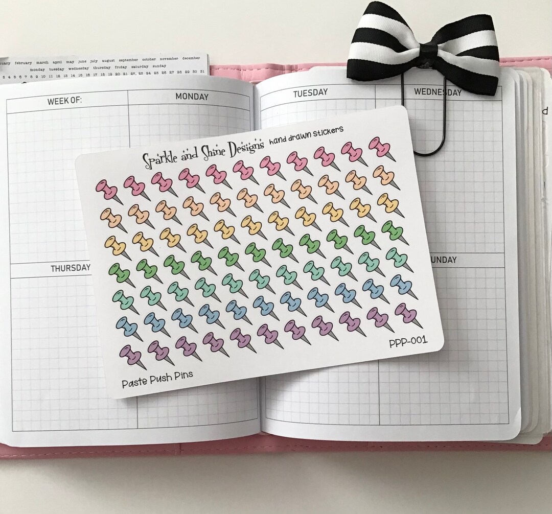 Pastel Push Pins Planner Stickers - Etsy