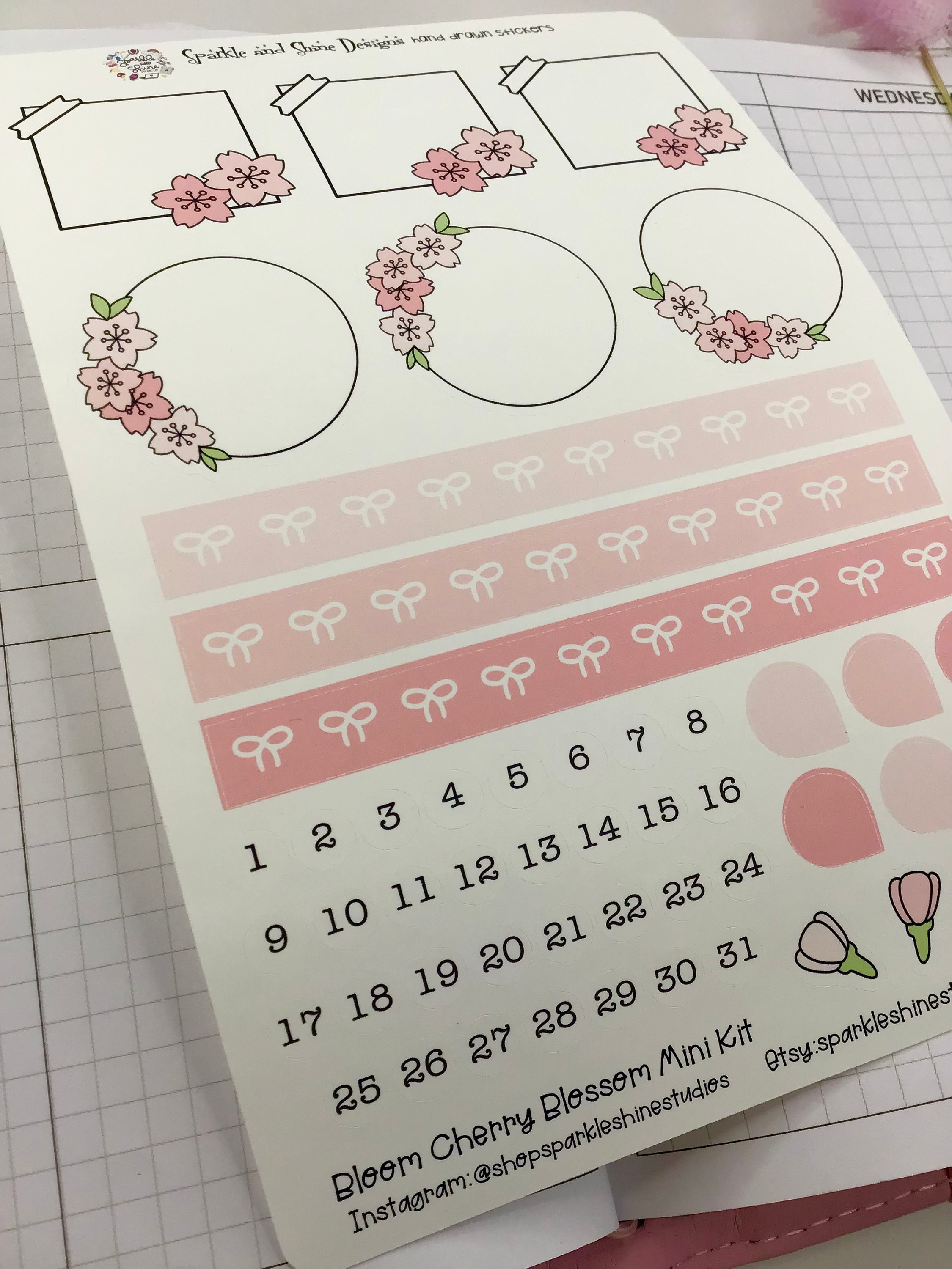 Cherry Blossom Season Vertical Planner Sticker Full Weekly Kit | 1.5 ...