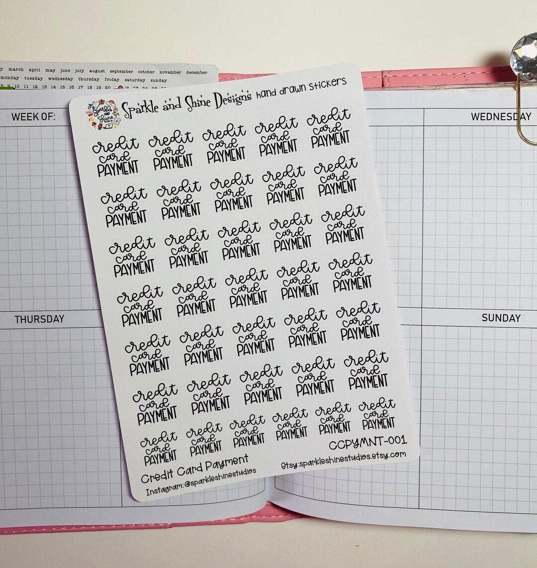 Credit Card Payment Reminder Bill Pay Planner Stickers (budget Tracking ...