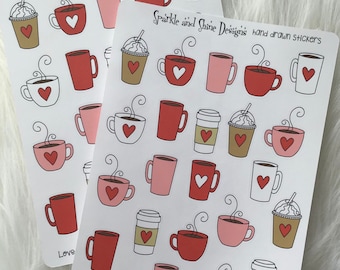 Coffee Planner Stickers 42, Assorted Cute Coffee Stickers, Latte ...