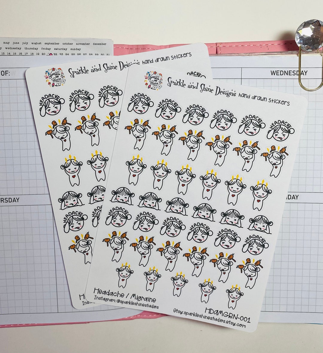 Headache Migraine Tracker Planner Stickers Functional Planner Stickers ...
