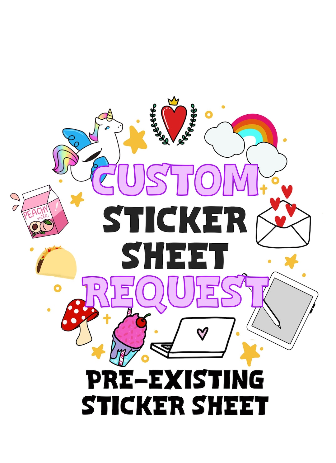 Custom Sticker Sheet Pre-existing Custom Design Request - Etsy