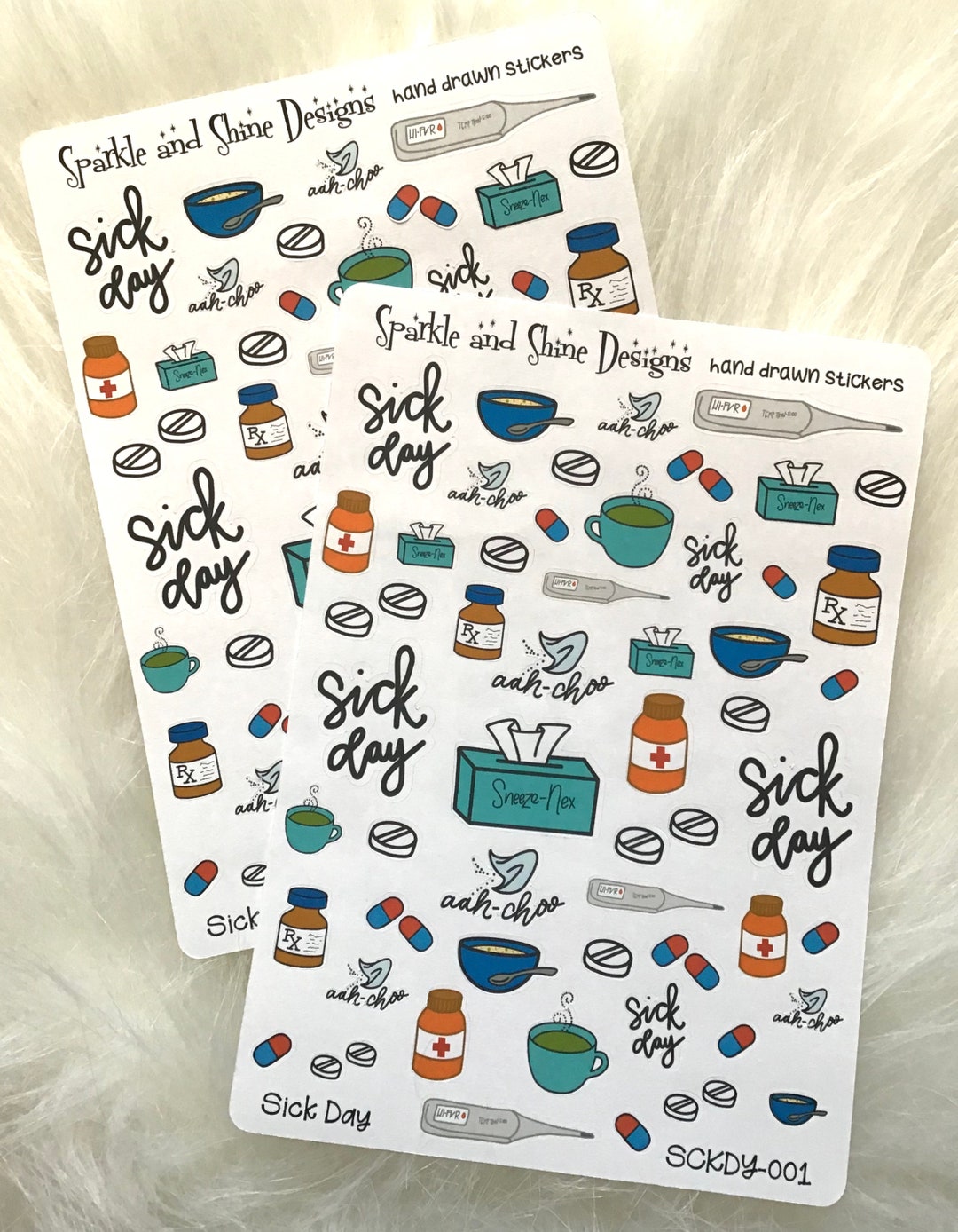 Sick Day Stickers: Planner Stickers, Get Well Soon (matte) - Etsy