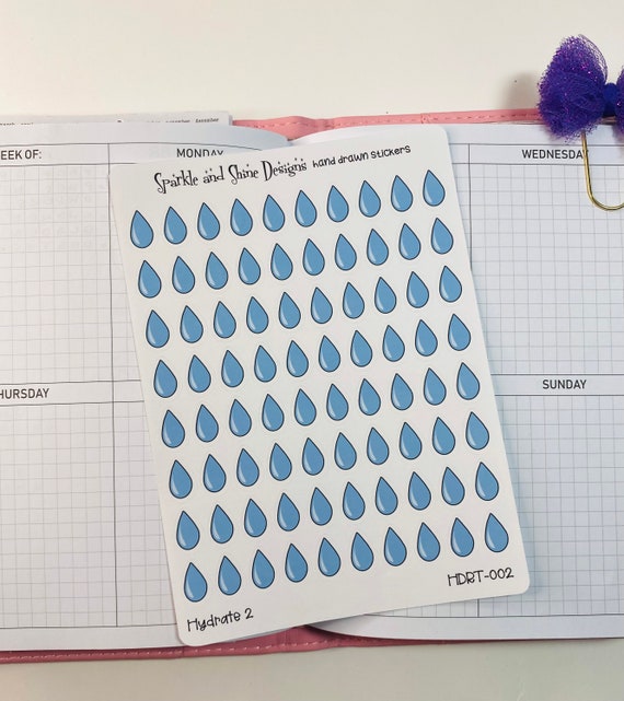 Hydrate Water Droplet Drink Water Planner Stickers - Etsy