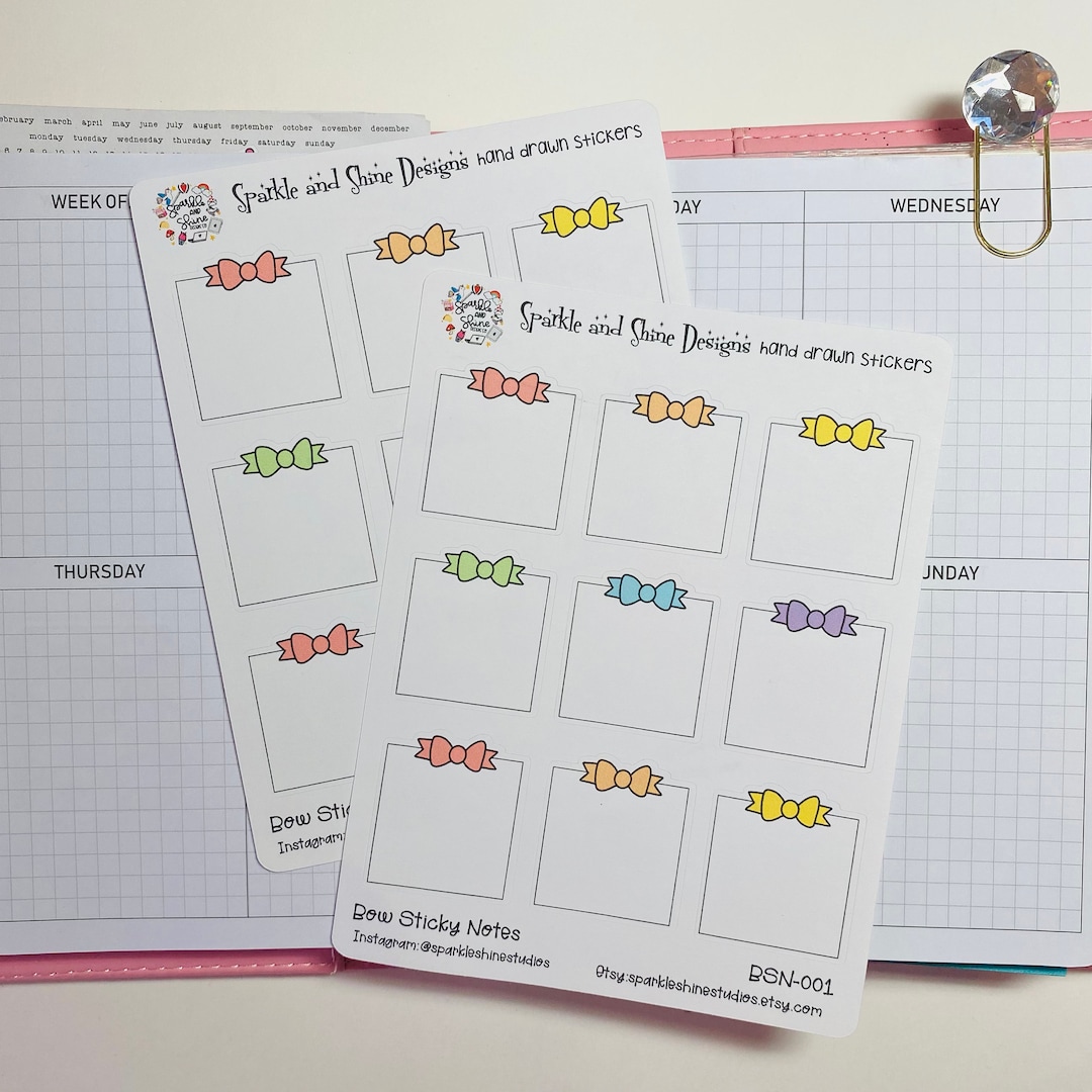 Bow Sticky Notes Planner Stickers - Etsy