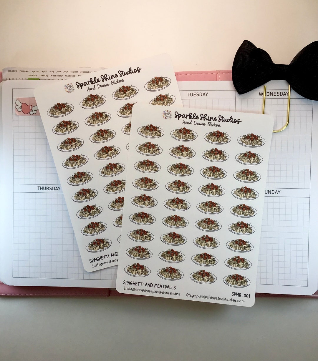 Spaghetti Meal Planning and Meatballs Lunch Dinner Planner Stickers ...
