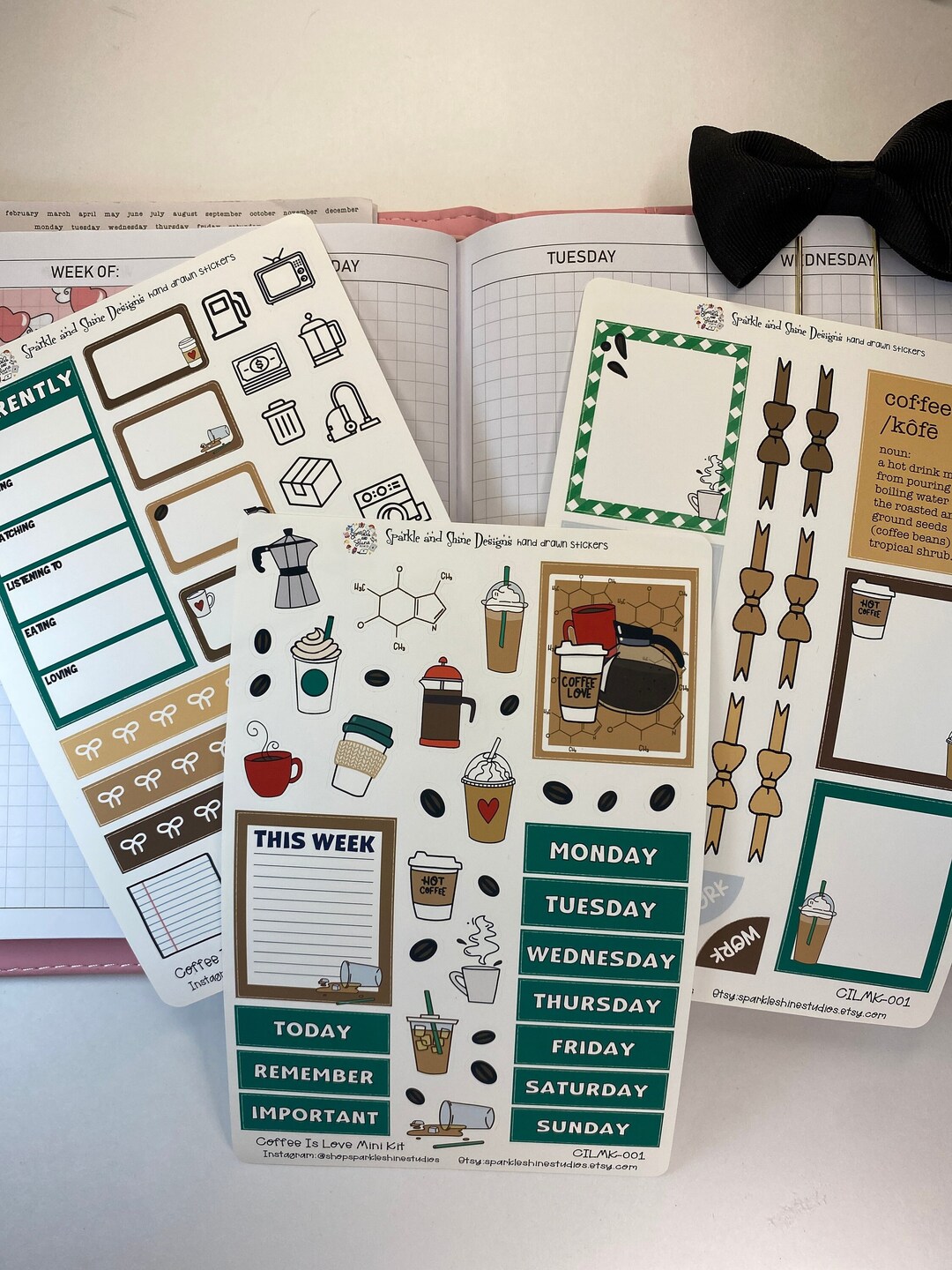 Coffee Love Vertical Planner Sticker Full Weekly Kit | 1.5" Wide ...