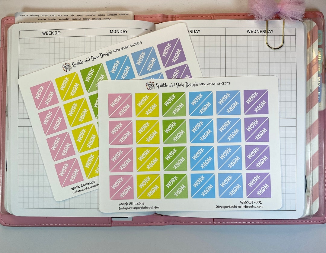 Work Tracker Corner Bright Color Palette Planner Stickers - Etsy