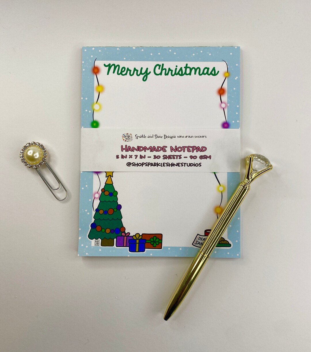 Merry Christmas Handmade Notepad, Handmade Gift, Handmade Notepad ...
