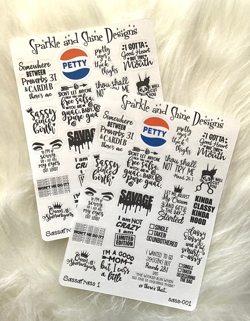 Sassy Stickers - Petty Planner Stickers - Etsy
