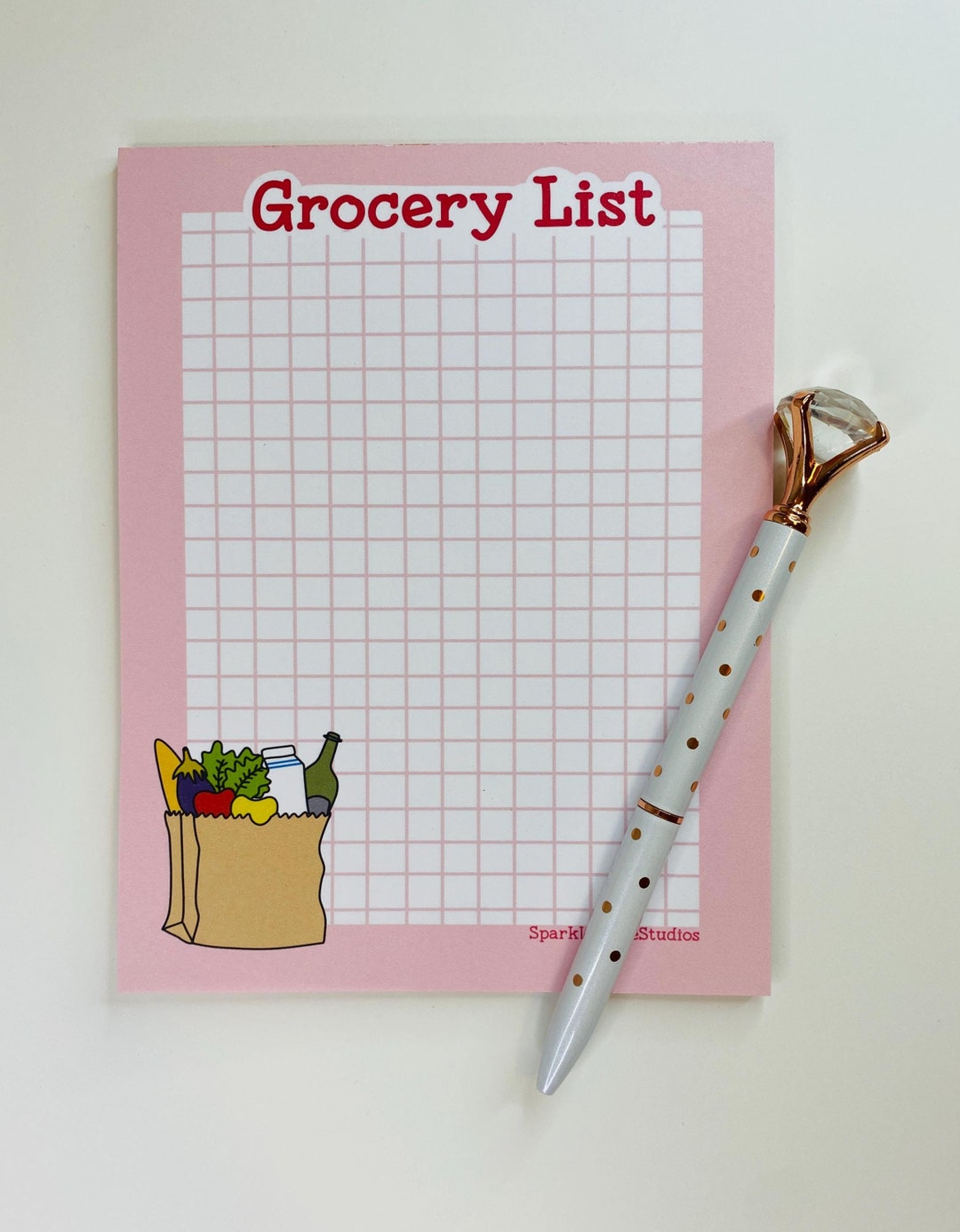 Grocery List Handmade Notepad, Handmade Gift, Handmade Notepad, Cute ...
