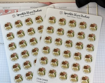 55 Tiny Steak Night Planner Stickers, Meal Planning Stickers, Family ...