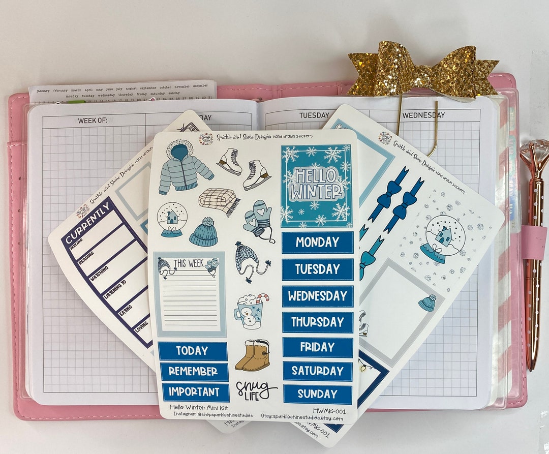 Hello Winter Cozy Winter Vertical Planner Sticker Full Weekly Kit | 1.5 ...