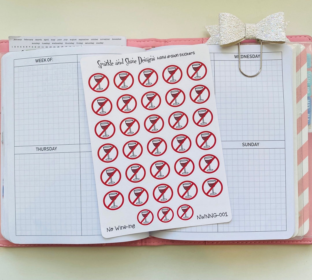 No Wine-ing Planner Stickers, Food and Drink Stickers - Etsy