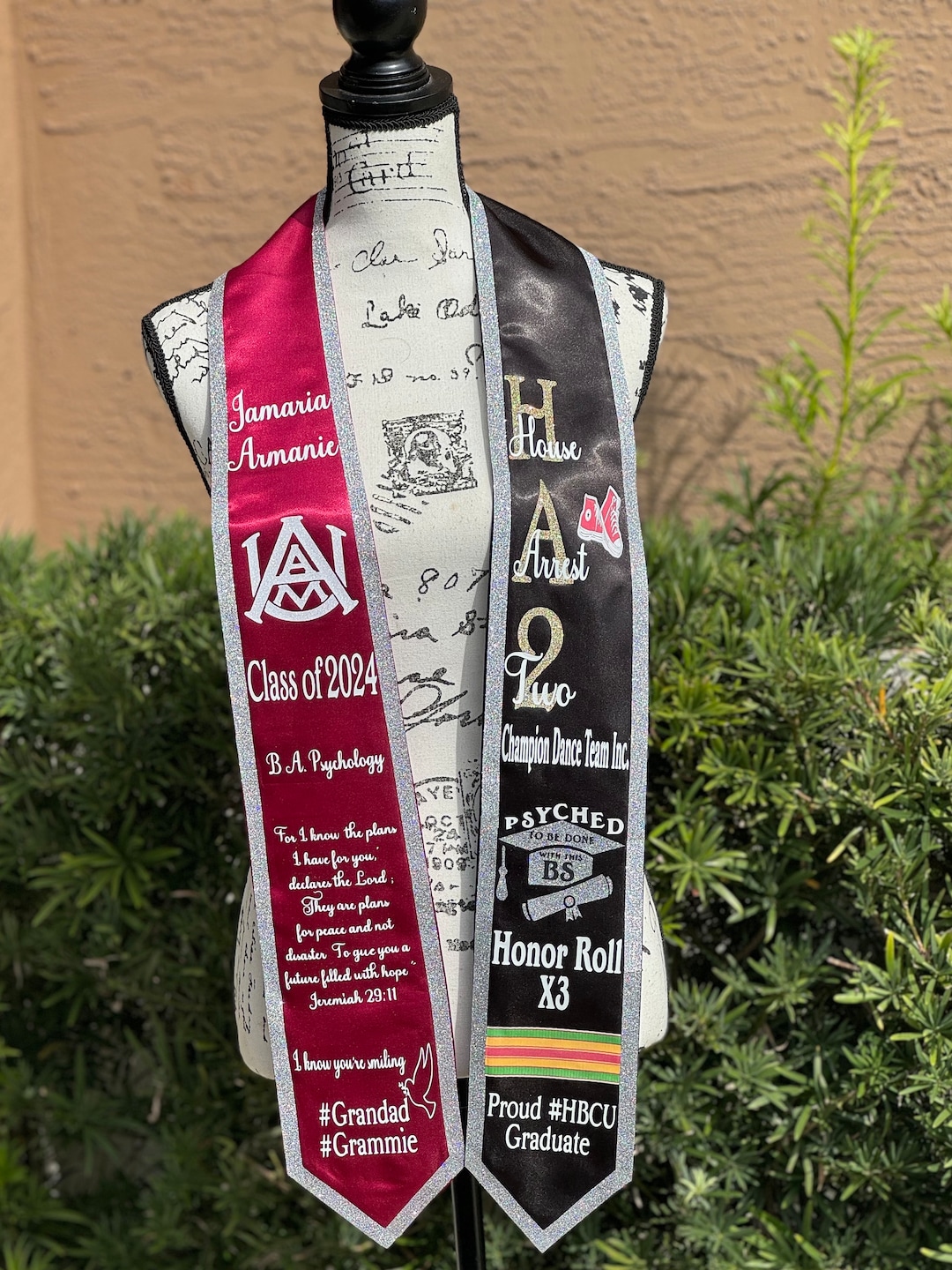 Dual Colored Panel Custom Graduation Stole (HBCU Style) - Etsy