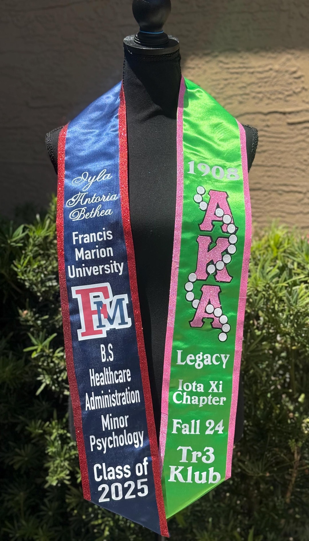 Angled Bottom- Dual Colored Panel Custom Graduation Stole (HBCU Style ...