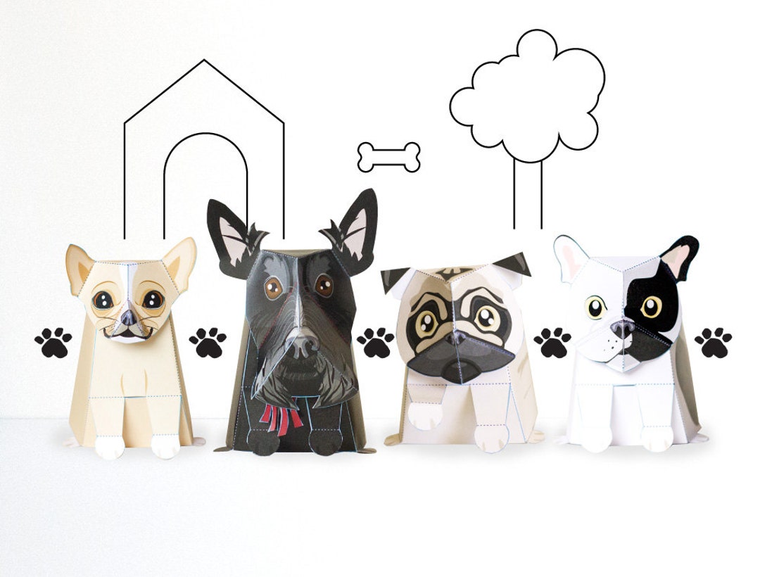 Paper Craft Dog Pack / Paper / DIY / Paper Dog / Low Poly / Origami ...