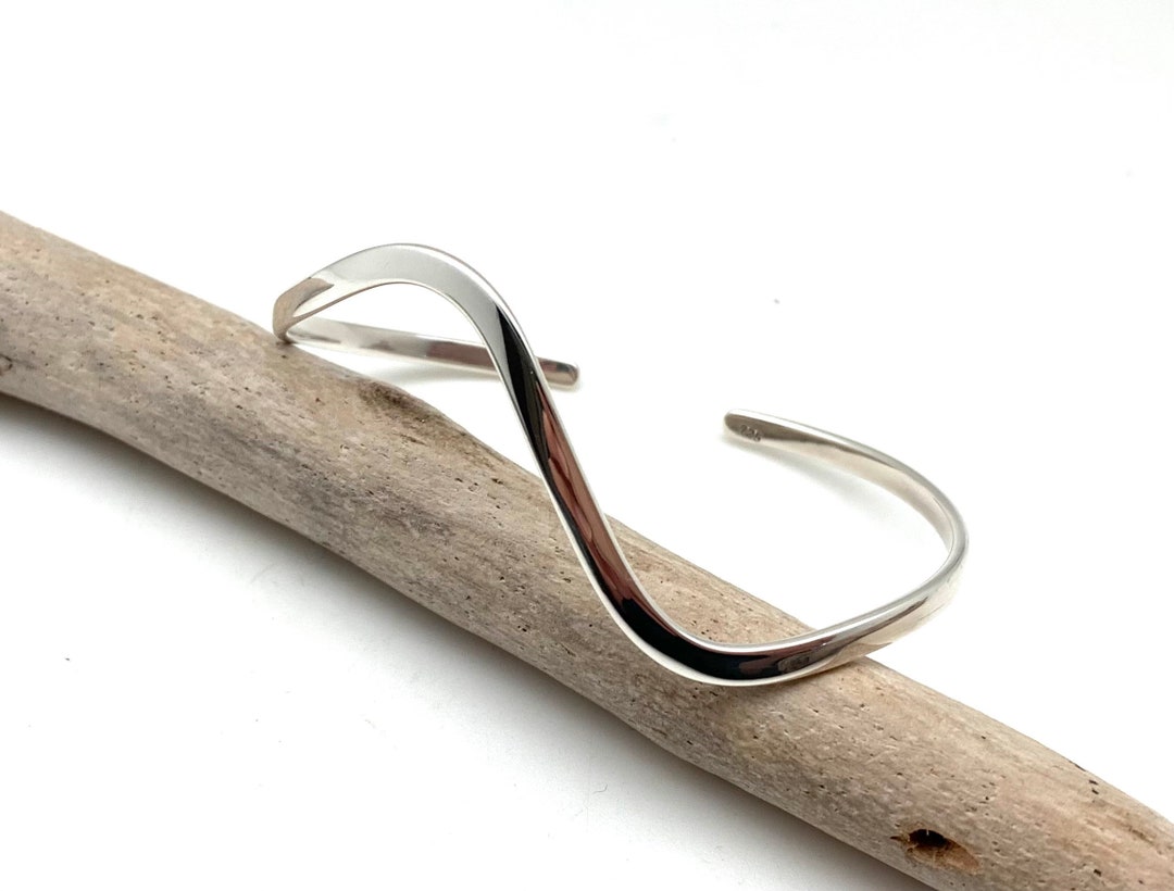 Wavy Silver Bangle / Silver Wave Cuff / Minimalist Modern Wave ...