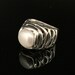 Silver Pearl Ring // 925 Sterling Silver // Raised Zebra Pattern ...