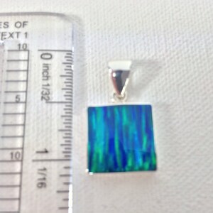 Aqua Blue Opal Pendant // 925 Sterling Silver // Square Setting // Blue ...