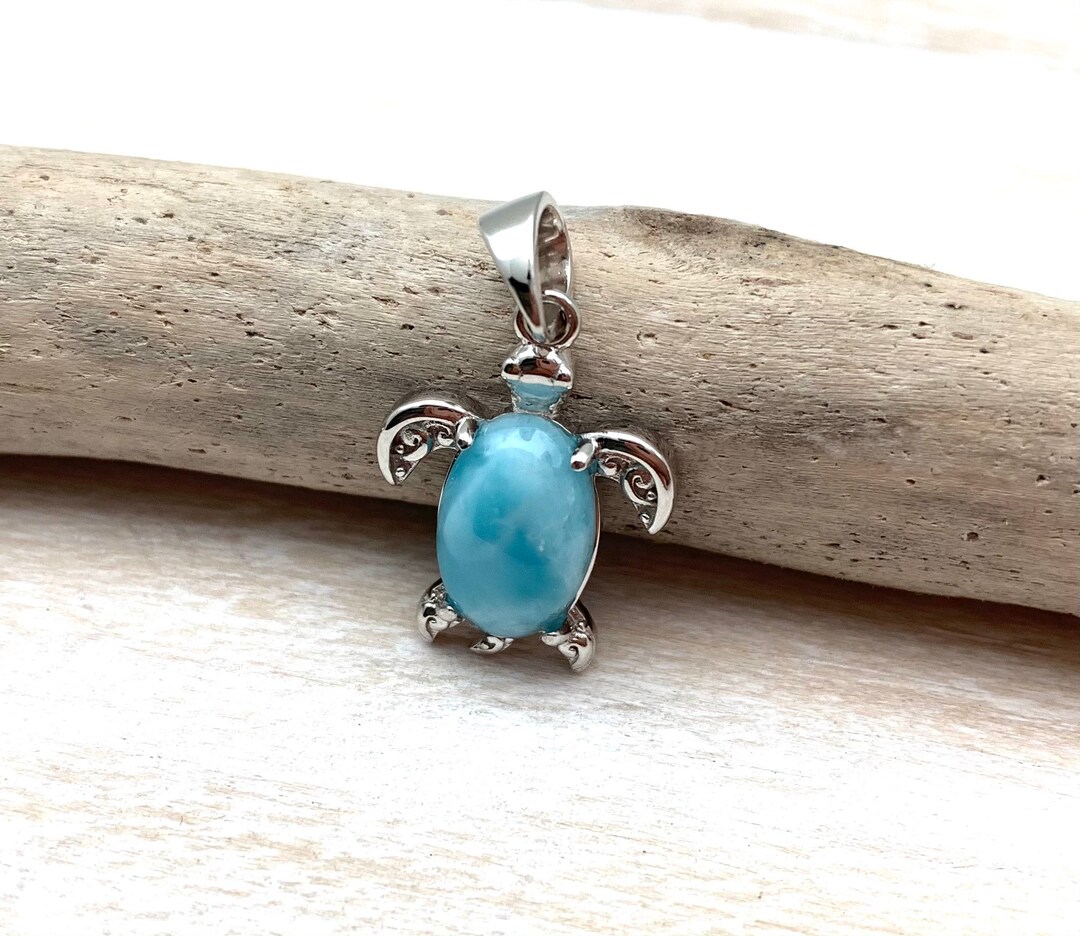 Tiny Sea Turtle Larimar Silver Pendant / Larimar Sea Turtle / Long Life ...