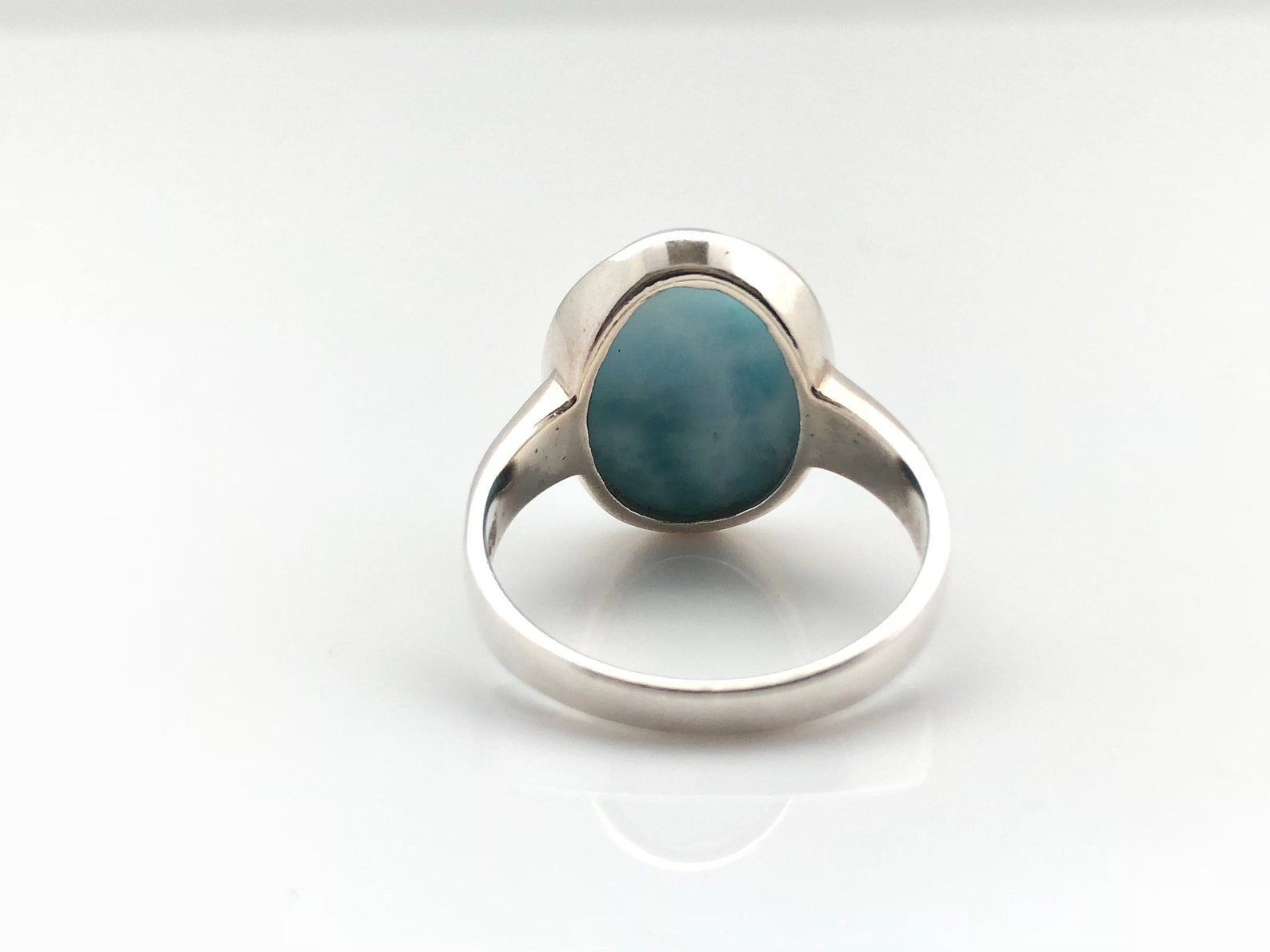 Larimar Ring // Simple Oval Silver Setting // Aqua Larimar // - Etsy