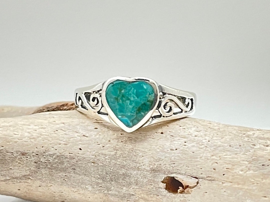 Turquoise Heart Ring, 925 Sterling Silver, Turquoise Heart Silver Ring ...
