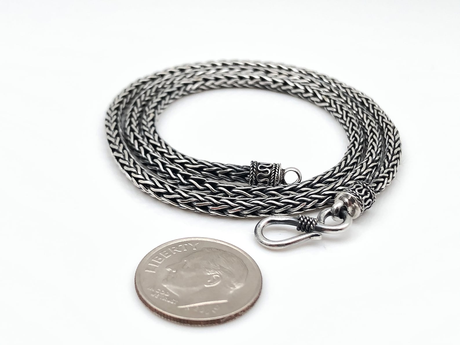 Foxtail Necklace // 3mm Bali Foxtail Chain // 925 Sterling Silver ...