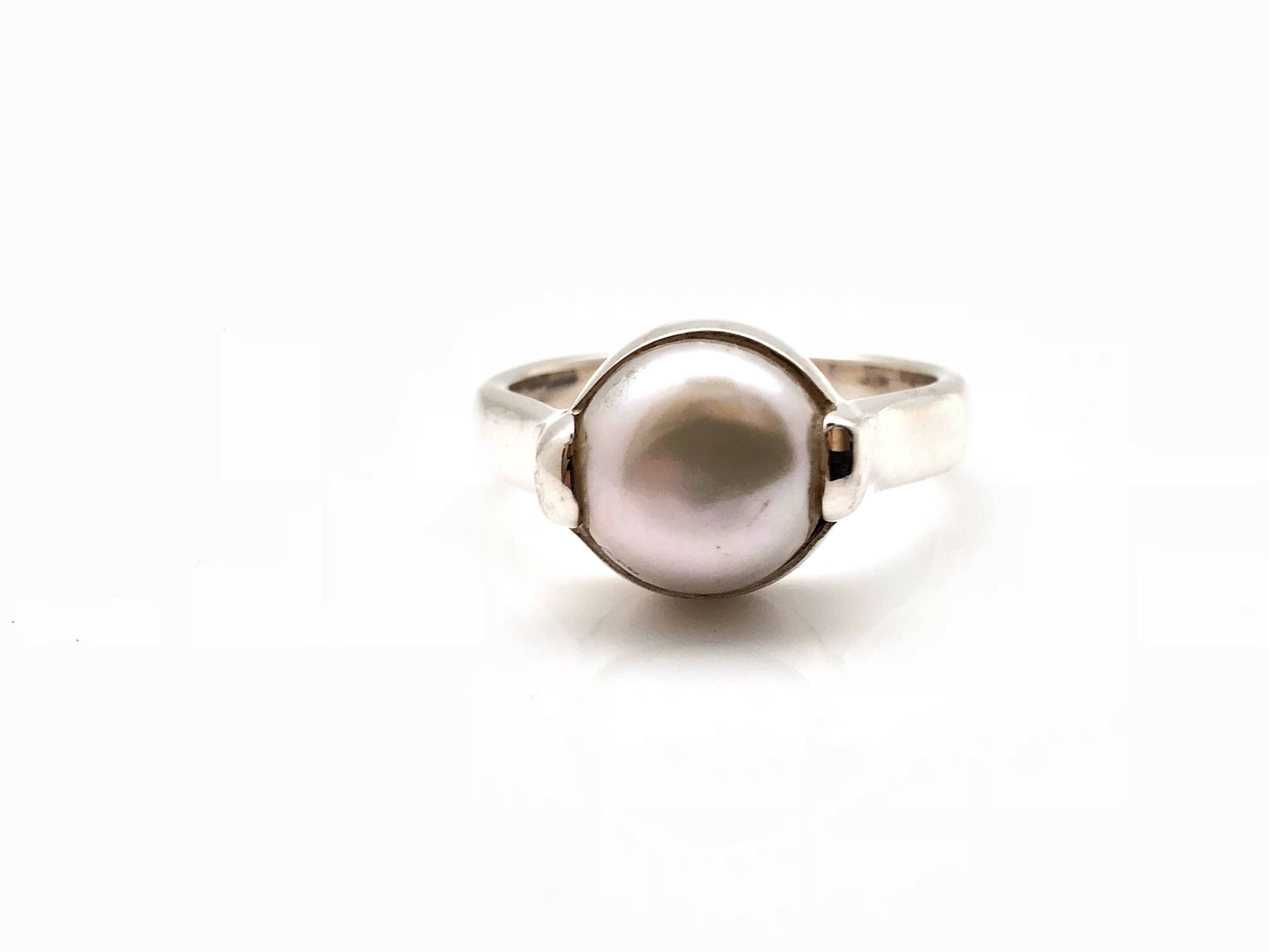 Pearl Ring Set in 925 Sterling Silver size 6 7 // Natural | Etsy