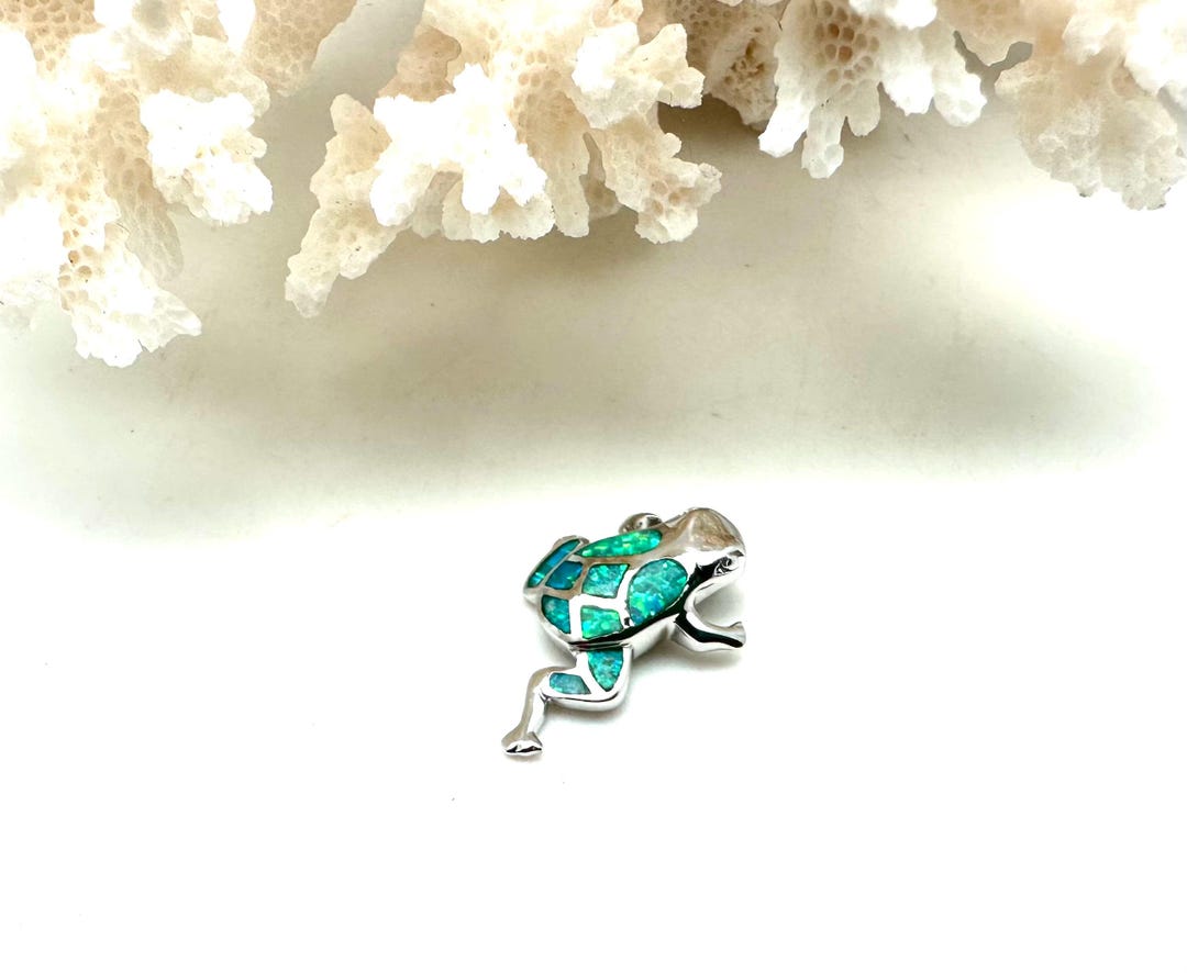 Cute Frog Green Opal Pendant 20mm / Green Opal Whimsical Frog / Long ...