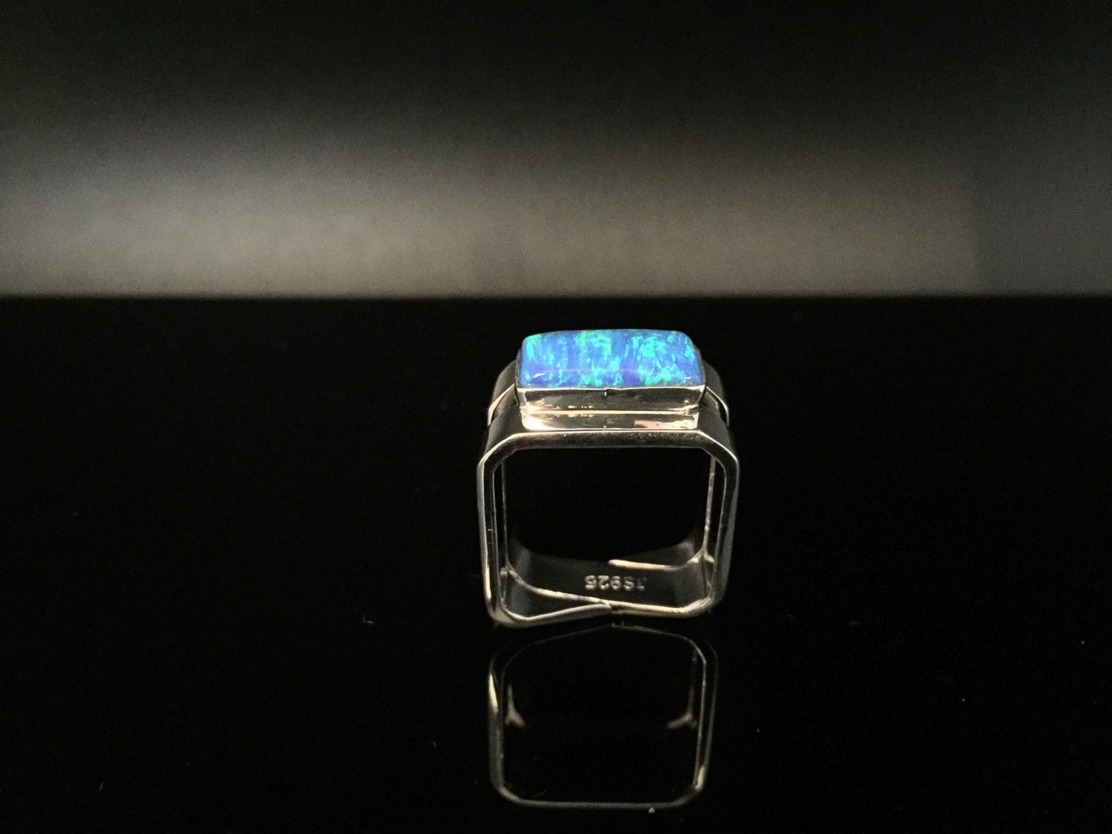 Aqua Blue Opal Silver Ring 6, 7, 8 // 925 Sterling Silver // Fire Opal ...