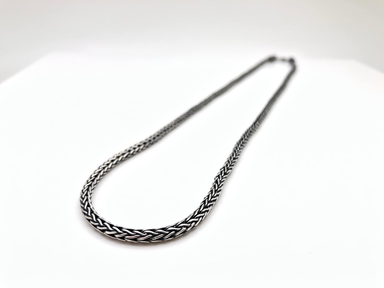 Foxtail Necklace // 3mm Bali Foxtail Chain // 925 Sterling Silver ...