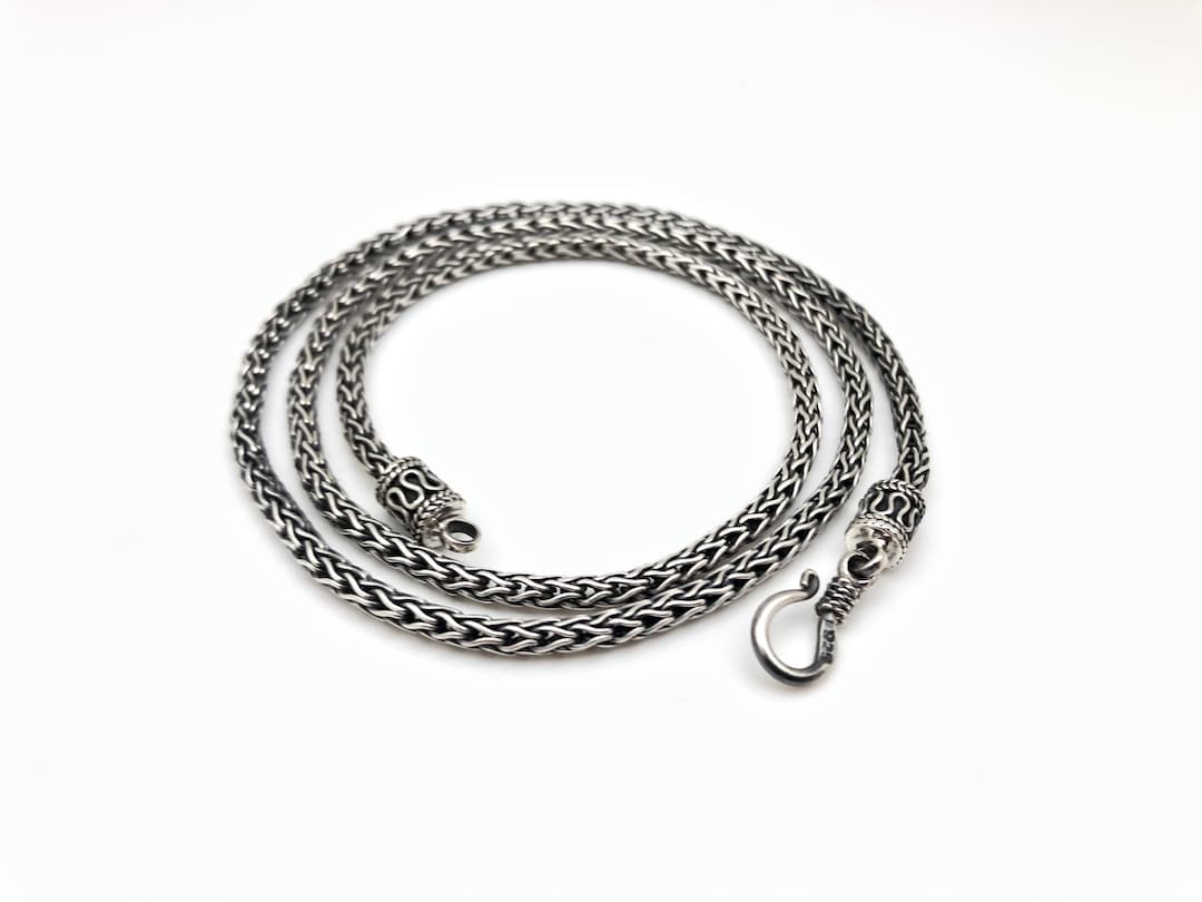 Foxtail Necklace // 2.5mm Bali Foxtail Chain // 925 Sterling Silver ...