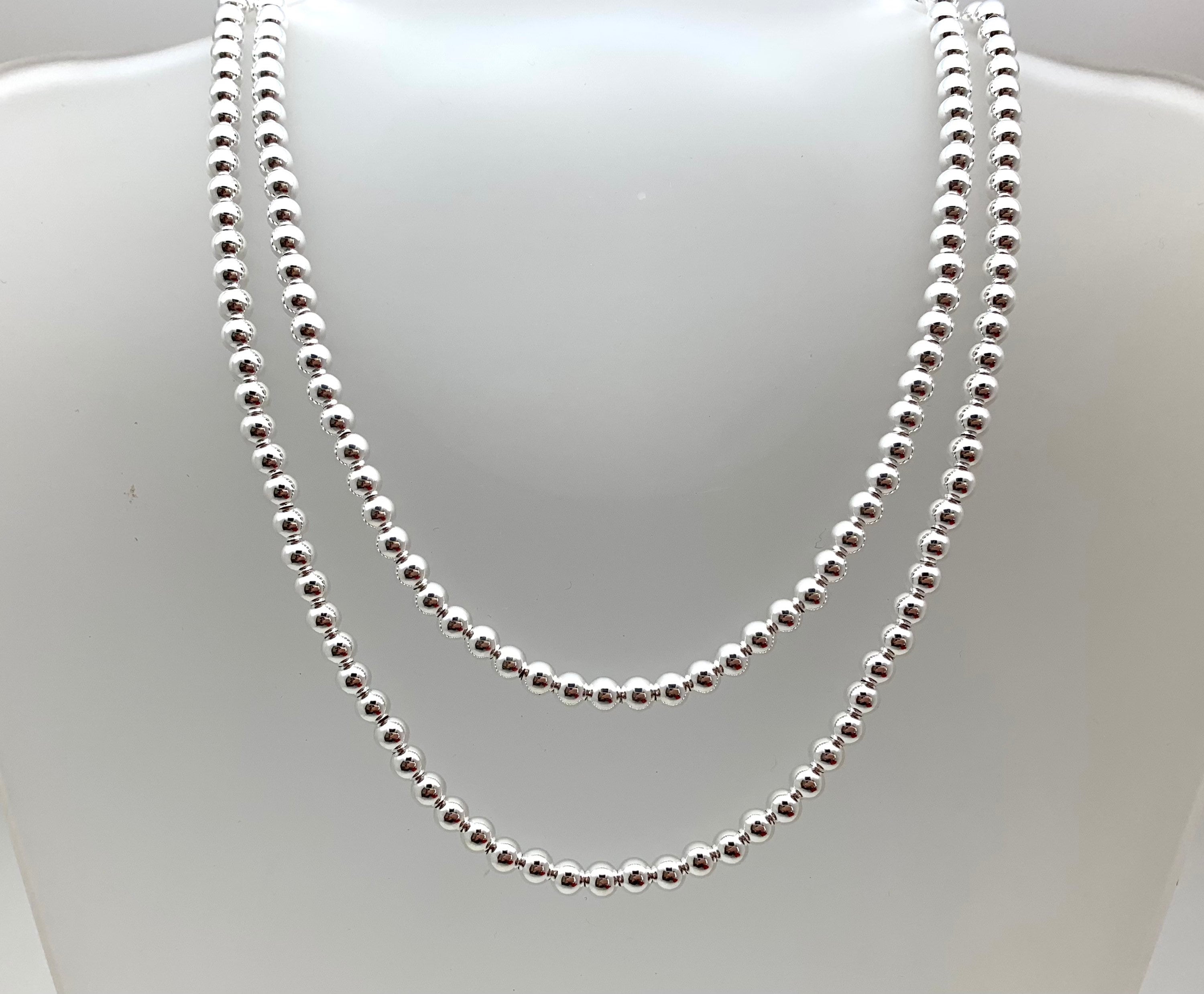 5mm Italian Silver Ball Necklace // 925 Sterling Silver // | Etsy