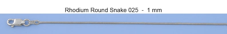 1.1mm Rhodium Sterling Silver Snake Chain, Pendant Chain - Etsy