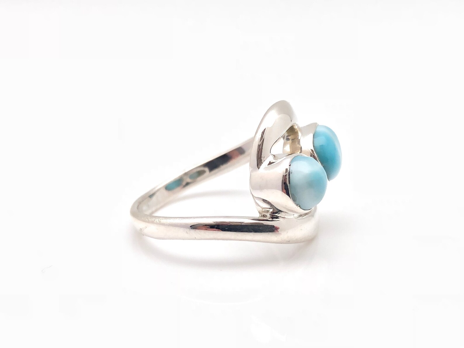 Larimar Ring // Silver Larimar Ring // Round Oval Setting // Baby Blue ...