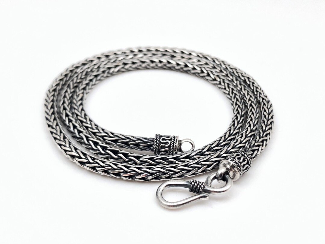 Foxtail Necklace // 3mm Bali Foxtail Chain // 925 Sterling Silver ...