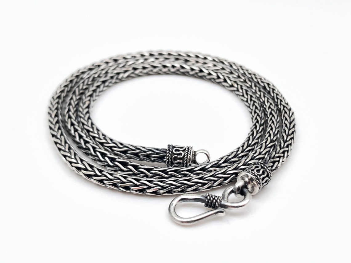 Foxtail Necklace // 3mm Bali Foxtail Chain // 925 Sterling Silver ...