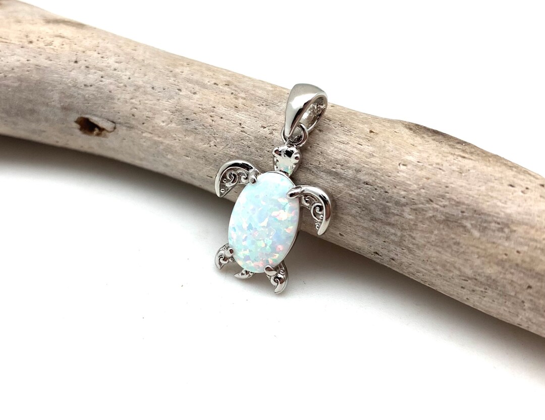 Tiny Sea Turtle White Opal Pendant 15mm / White Opal Sea Turtle ...