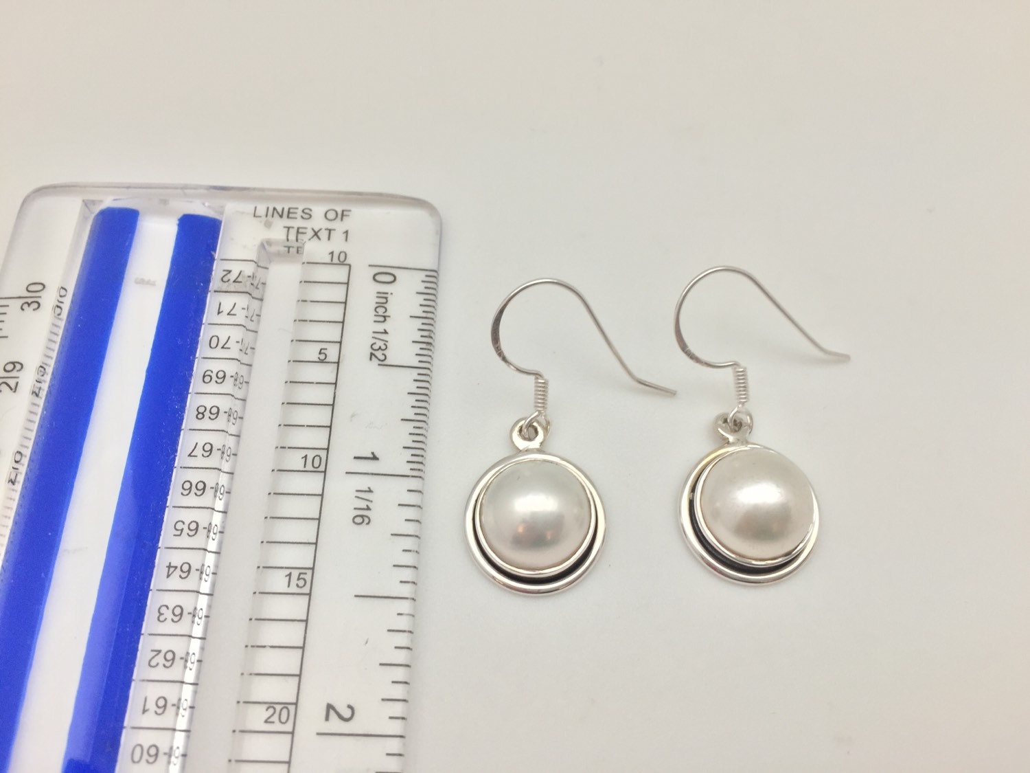 Button Pearl Drop Earrings // 925 Sterling Silver // Natural - Etsy