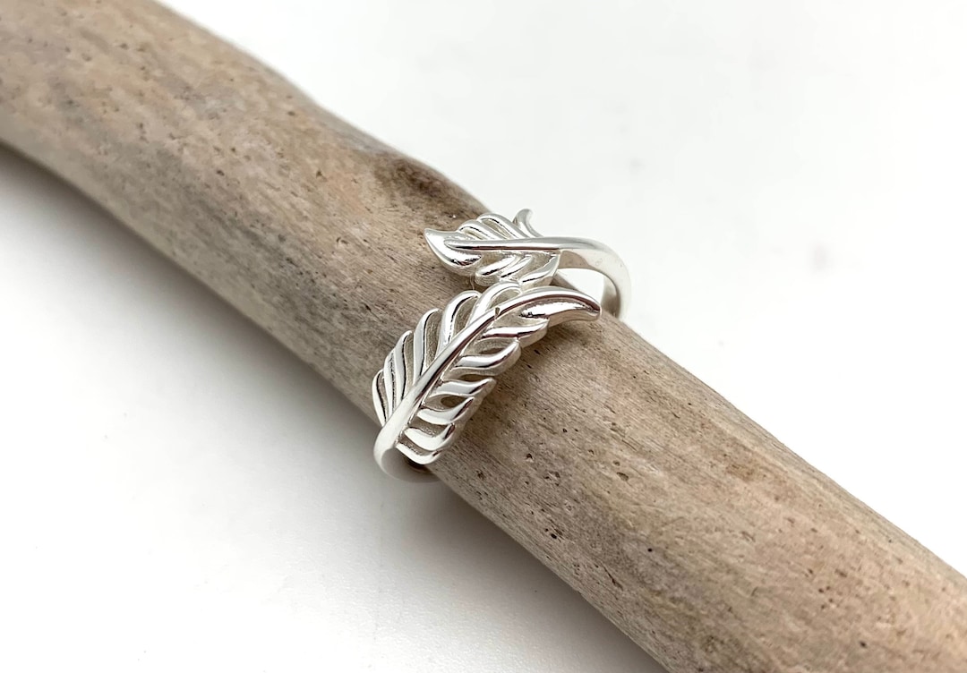 Leaf Wrap Silver Ring 6, 7, 8, 9 / Leaves Ring / Simple Leaf Ring ...