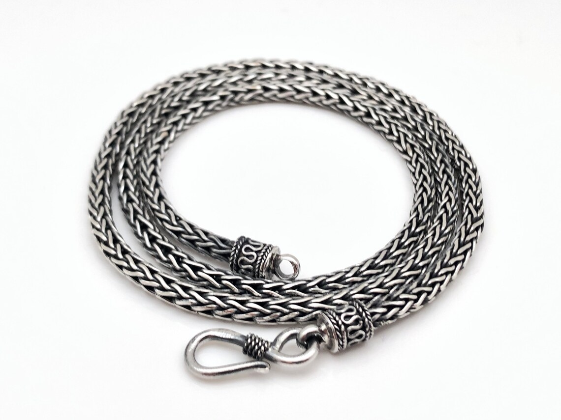Foxtail Necklace // 3mm Bali Foxtail Chain // 925 Sterling Silver ...