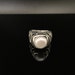 Silver Pearl Ring // 925 Sterling Silver // Raised Zebra Pattern ...