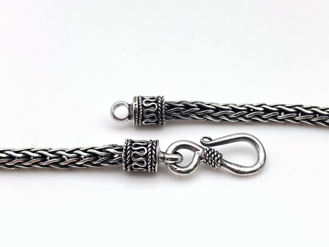Foxtail Necklace // 3mm Bali Foxtail Chain // 925 Sterling Silver ...
