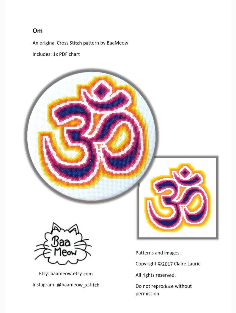 Om digital pattern cross stitch pattern aum | Etsy