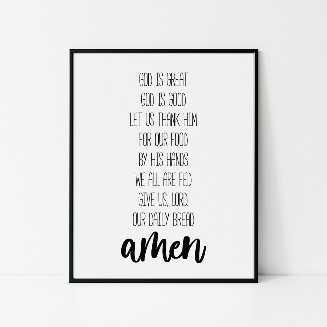 God is Great God is Good Let Us Thank Him for Our Food, Digital Printable, Christian Prayer Wall ...