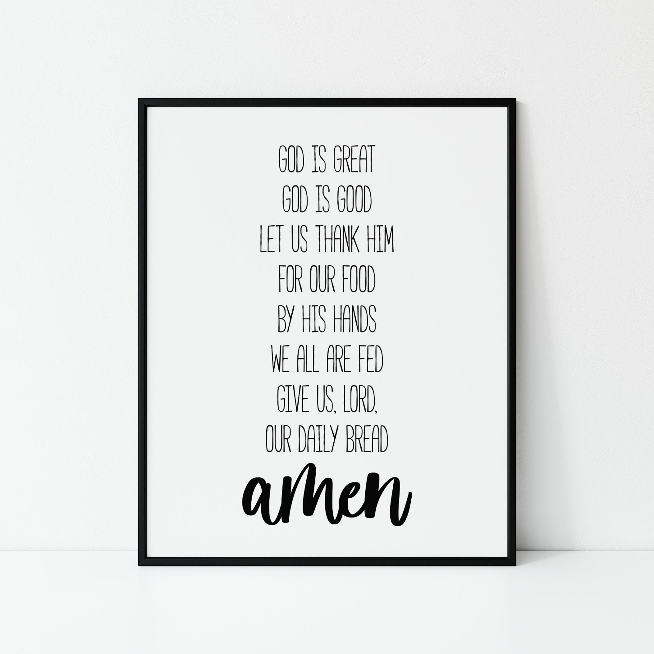 God Is Great God Is Good Let Us Thank Him For Our Food Digital Printable Christian Prayer Wall