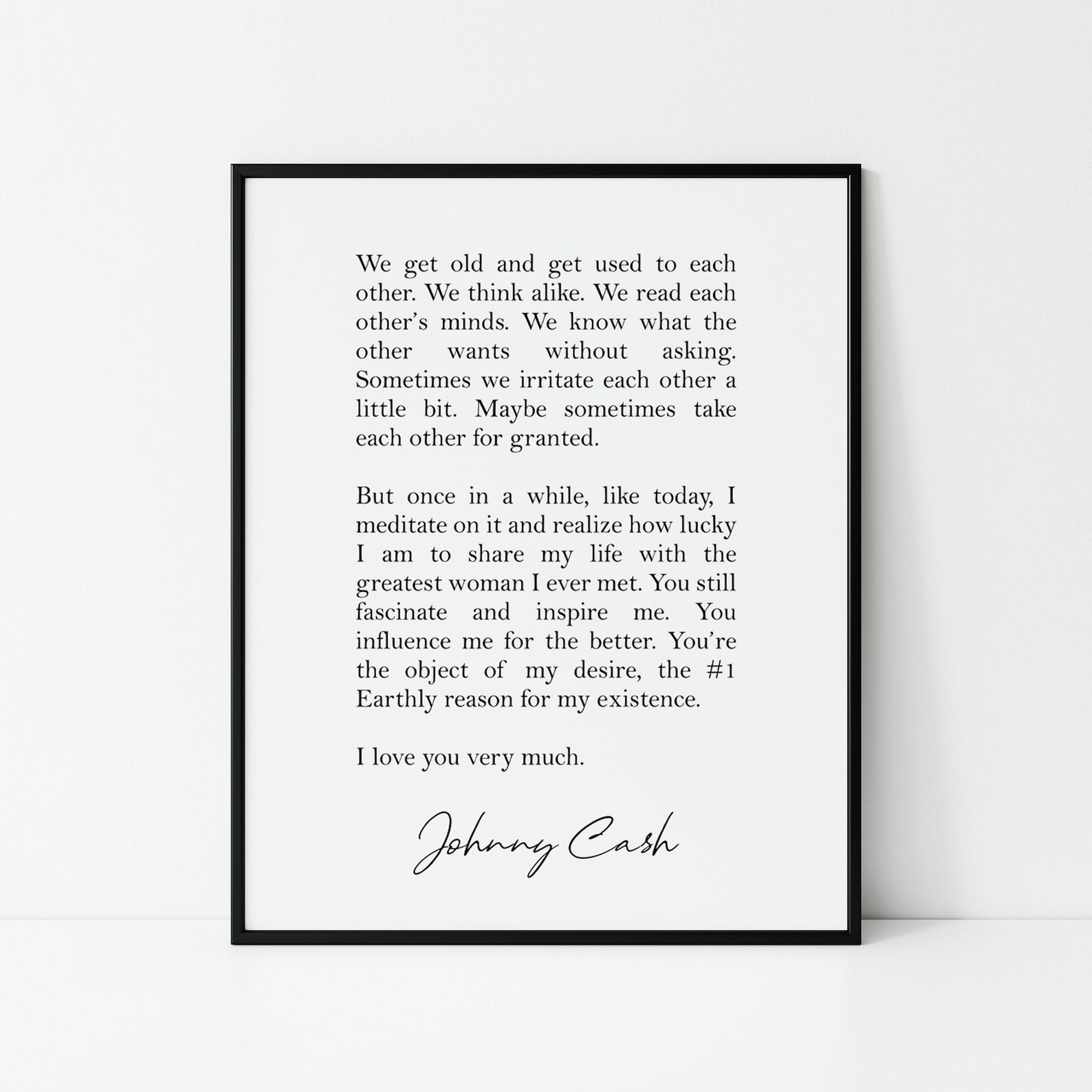 Johnny Cash Love Letter, Digital Printable, Romantic Bedroom Wall Art ...