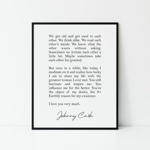 Johnny Cash Love Letter Digital Printable Johnny Cash Print - Etsy